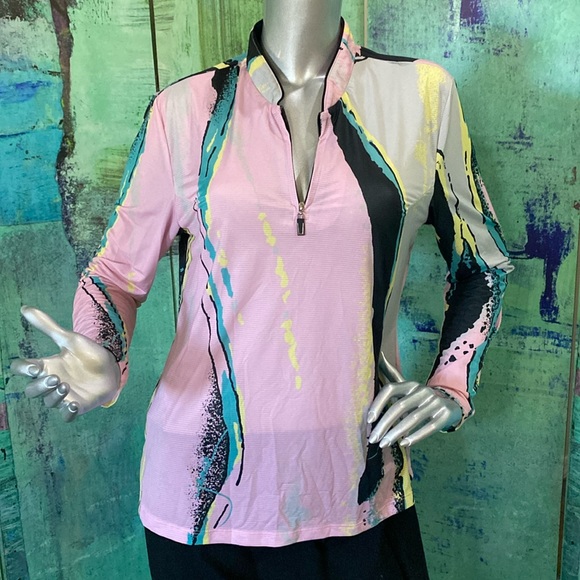 jamie sadock | Tops | Jamie Sadock Sunsense Activewear Pink Half Zip ...